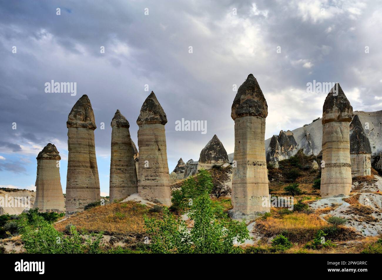 Large-scale panoramic view of Cappadocia, natural geological formations ...