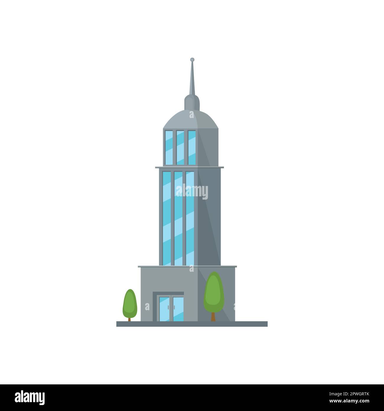 Grey office city building with spire cartoon illustration Stock Vector ...