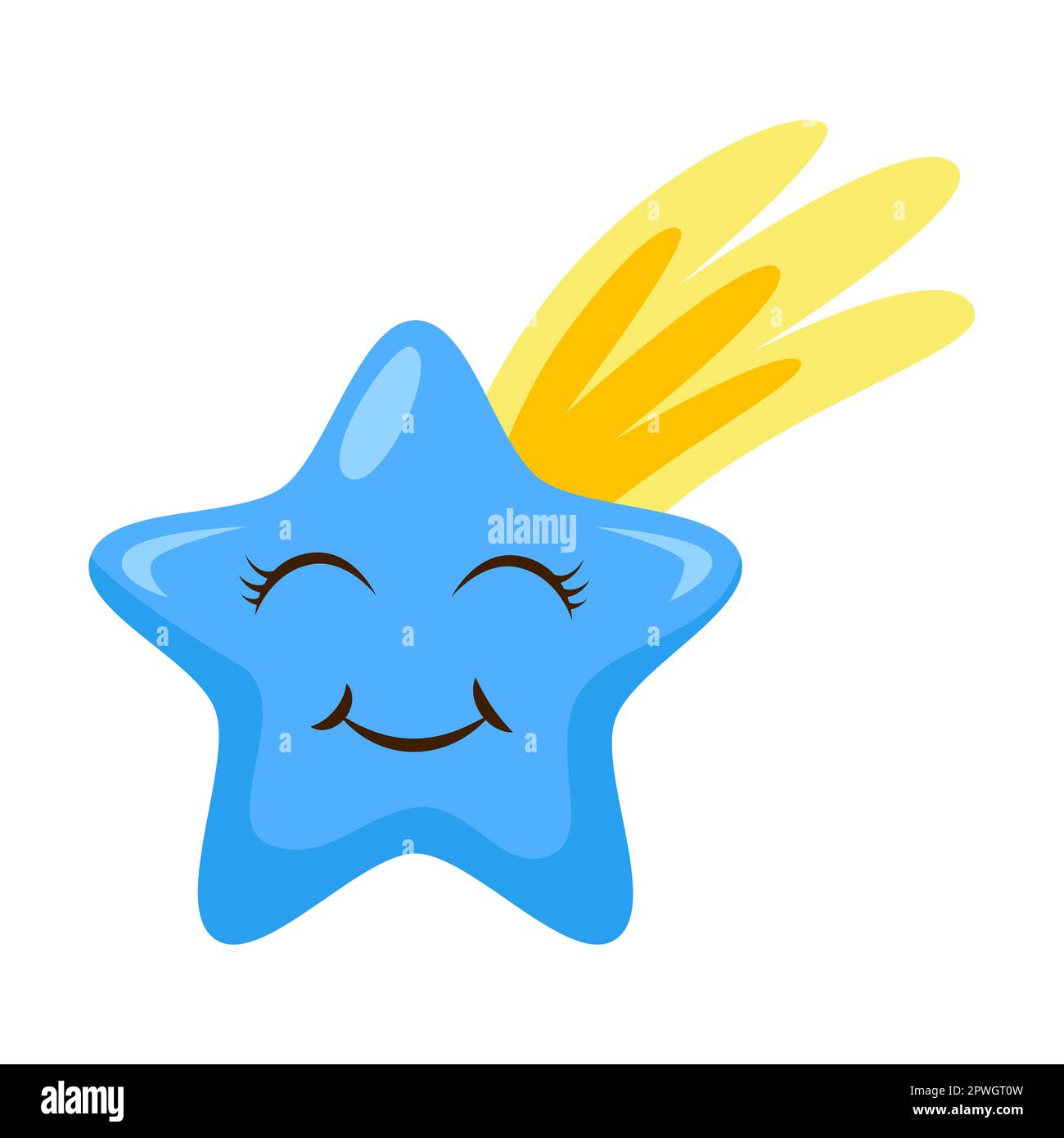 Cute comet kawaii star with face cartoon illustration. Funny star ...