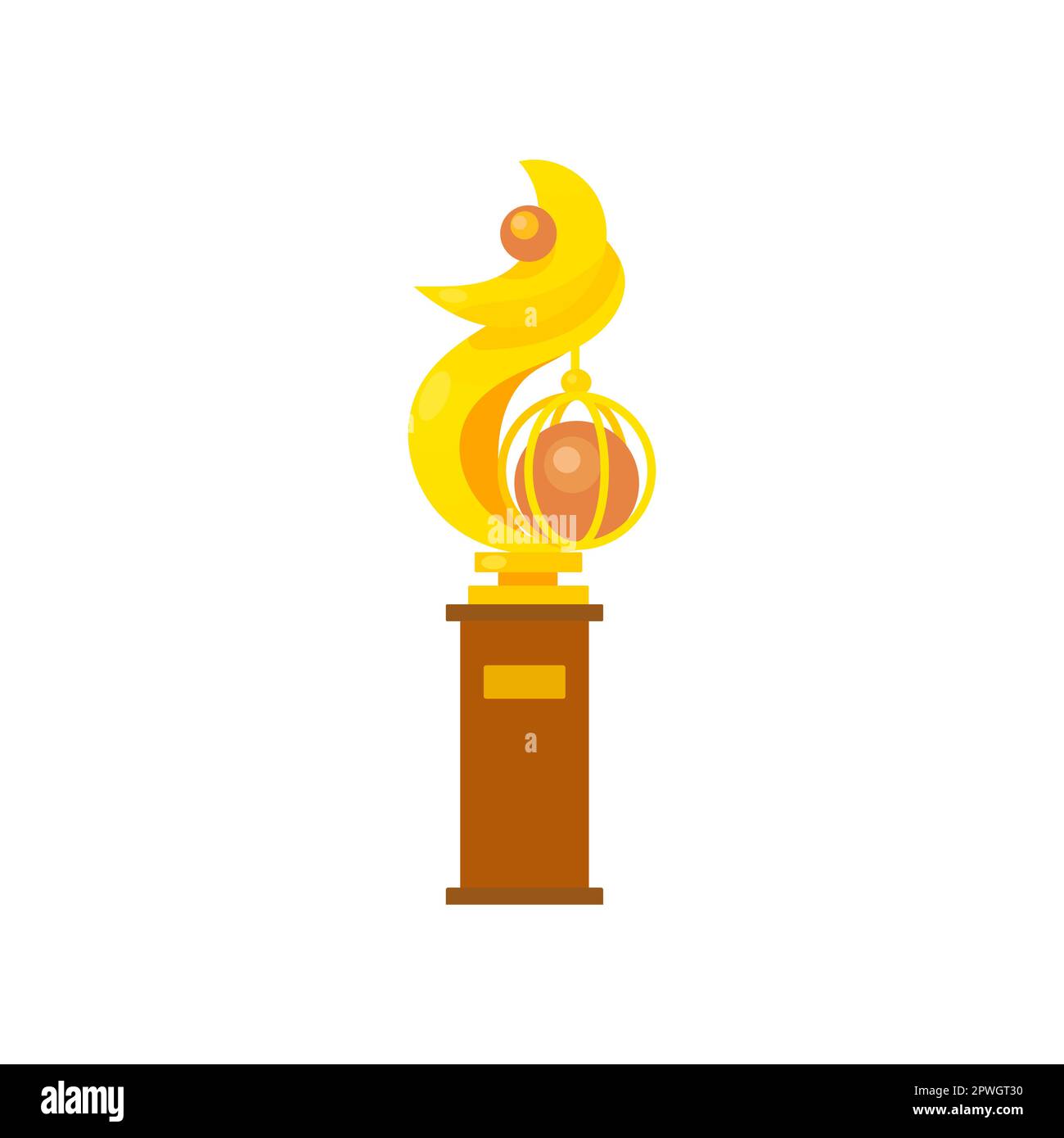 Golden trophy with ball for winners illustration Stock Vector Image ...