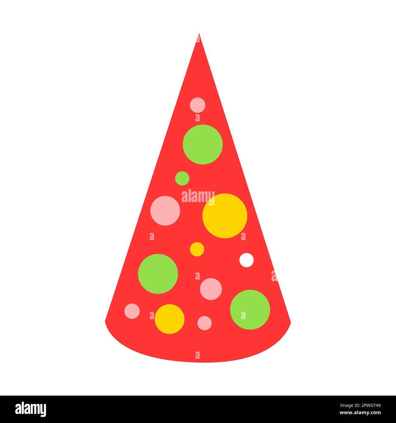 Cute red festive cone, birthday party element vector illustration. Cake ...