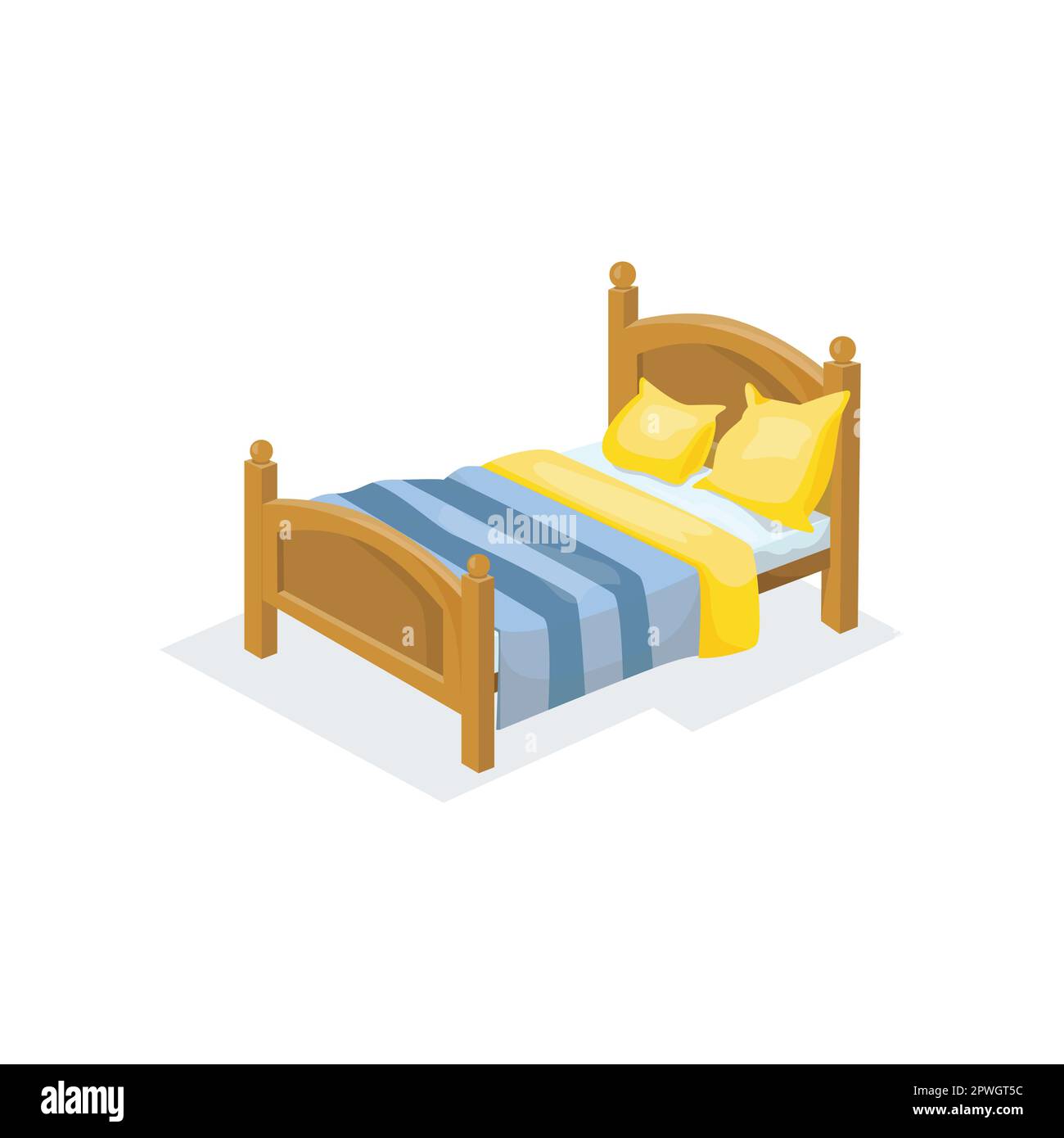 Cozy wooden bed for two cartoon vector illustration Stock Vector Image ...