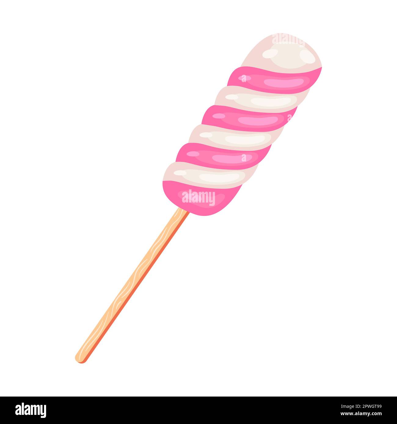 Cute candy on stick, birthday party element vector illustration. Cake ...