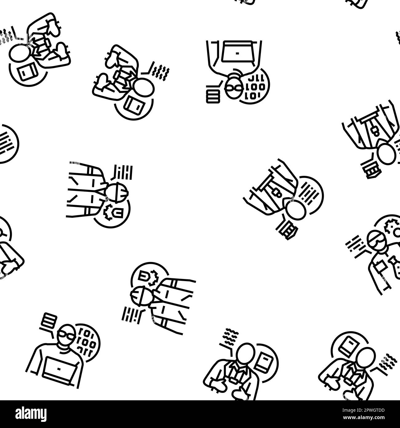 scientist laboratory lab science vector seamless pattern thin line ...