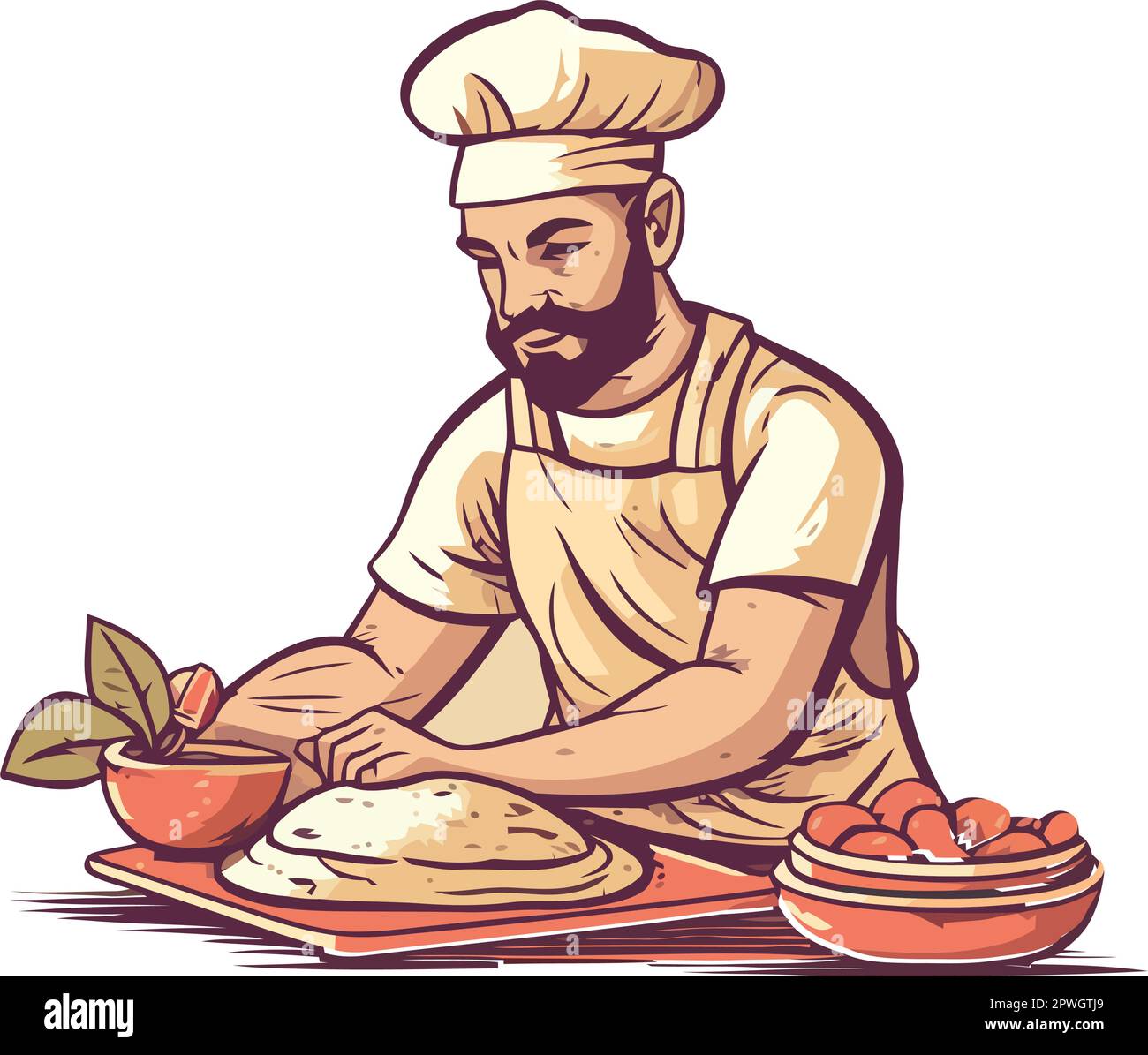 Cartoon illustration hungry men eating Stock Vector Images - Alamy