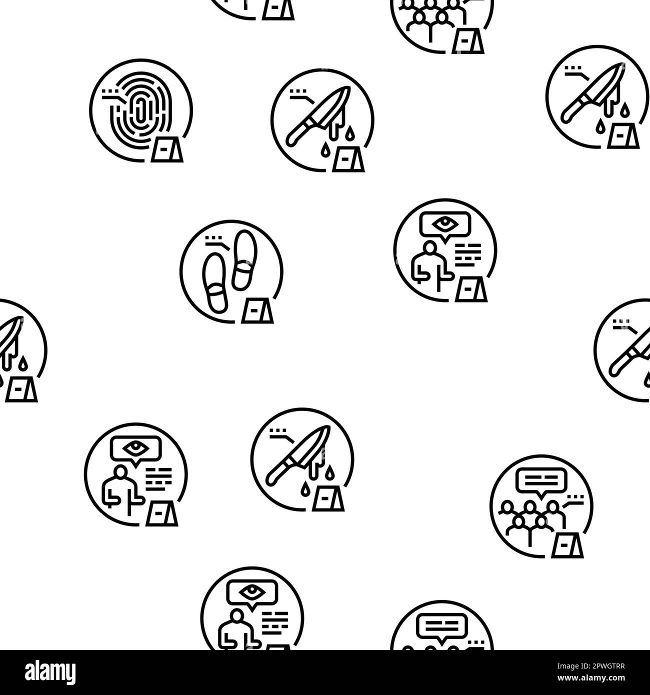 Evidence Crime Police Scene Board Vector Seamless Pattern Thin Line