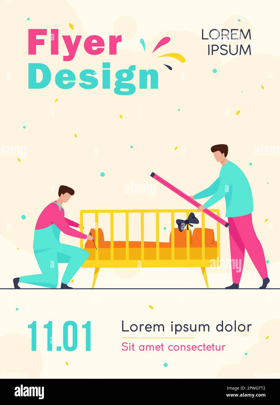 Handymen installing child cot in room Stock Vector Image & Art - Alamy