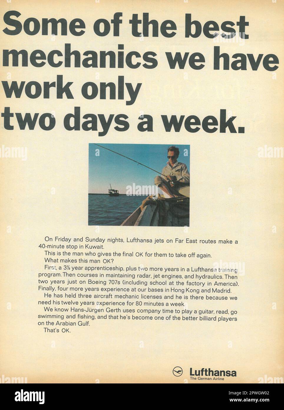 Lufthansa german airline, mechanics advert in a LIFE magazine April ...