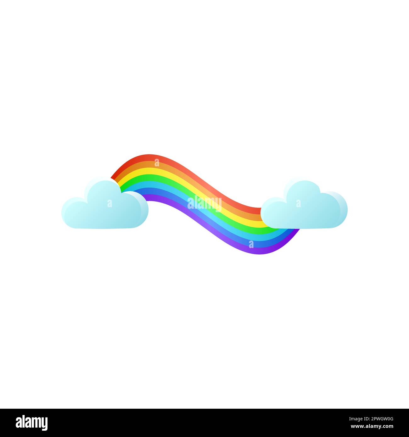 Cute rainbow horizontal curve with clouds sticker Stock Vector Image ...