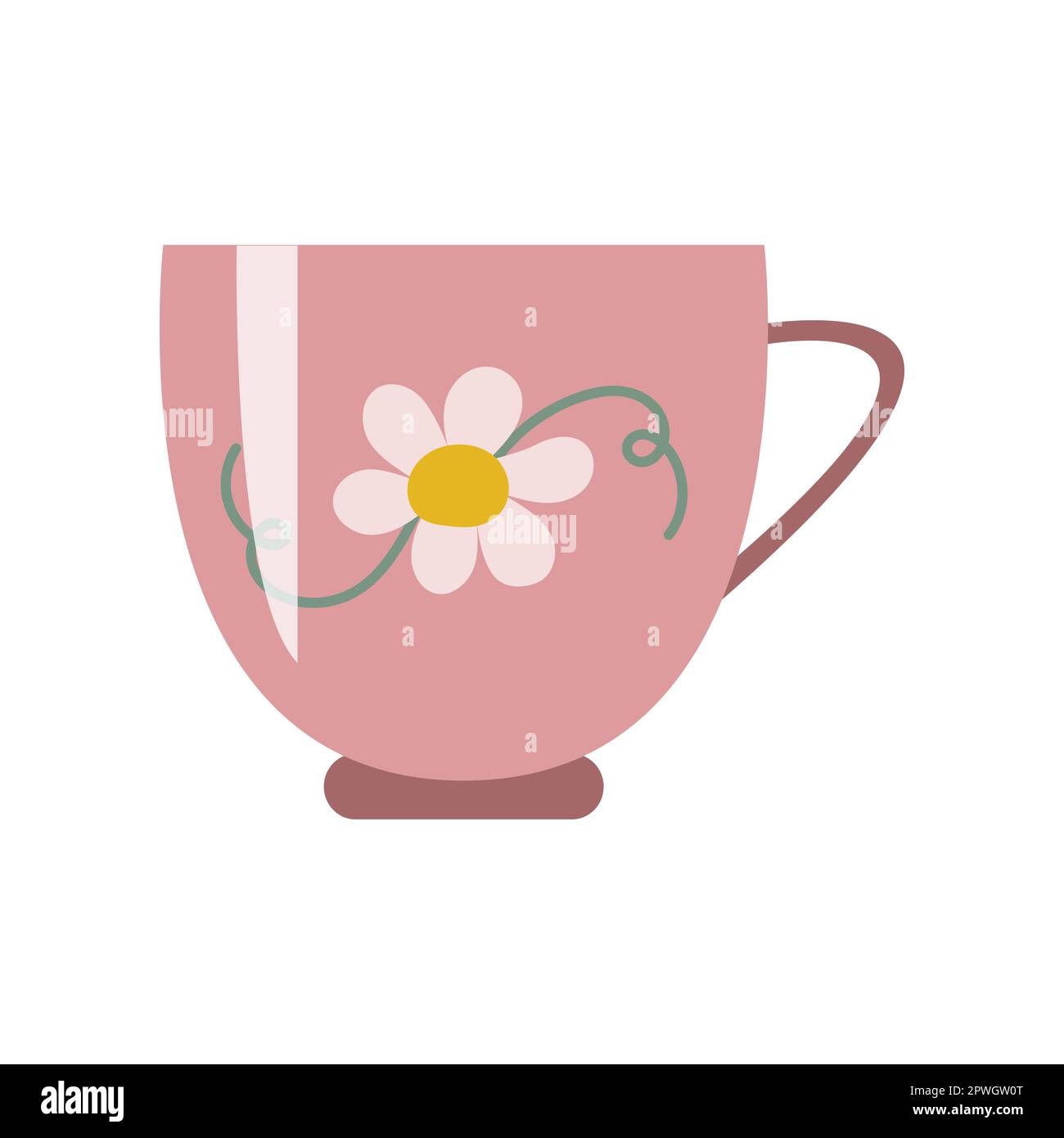 Pink cup with flower vector illustration Stock Vector Image & Art - Alamy
