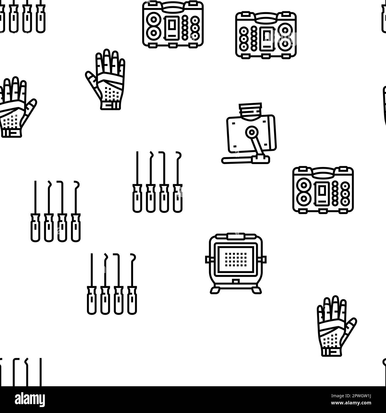 garage tools service auto repair vector seamless pattern thin line ...