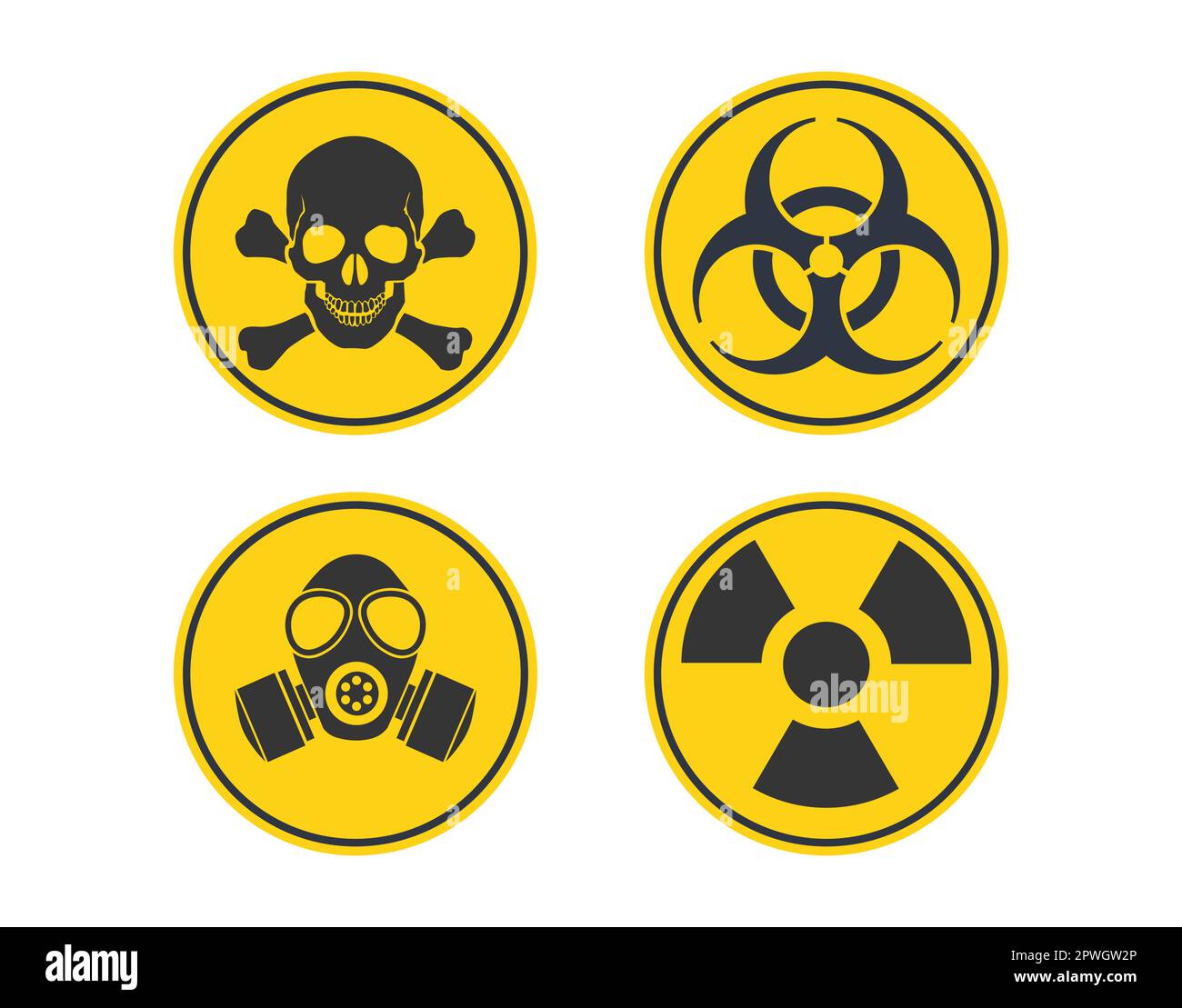 Set of Hazard Warning Yellow Signs. Vector Illustration Stock Vector ...