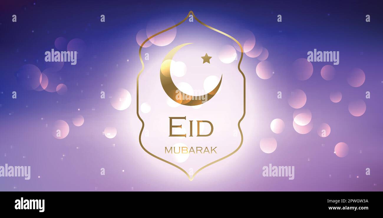 Elegant Eid Mubarak banner design with gold crescent and star Stock ...