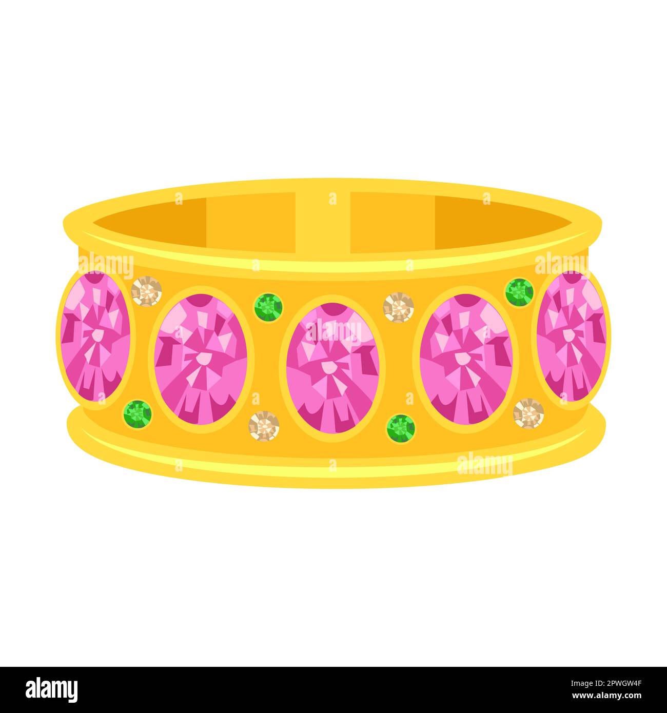 Cartoon gold jewelry with ruby stone. Vector illustration of golden ...