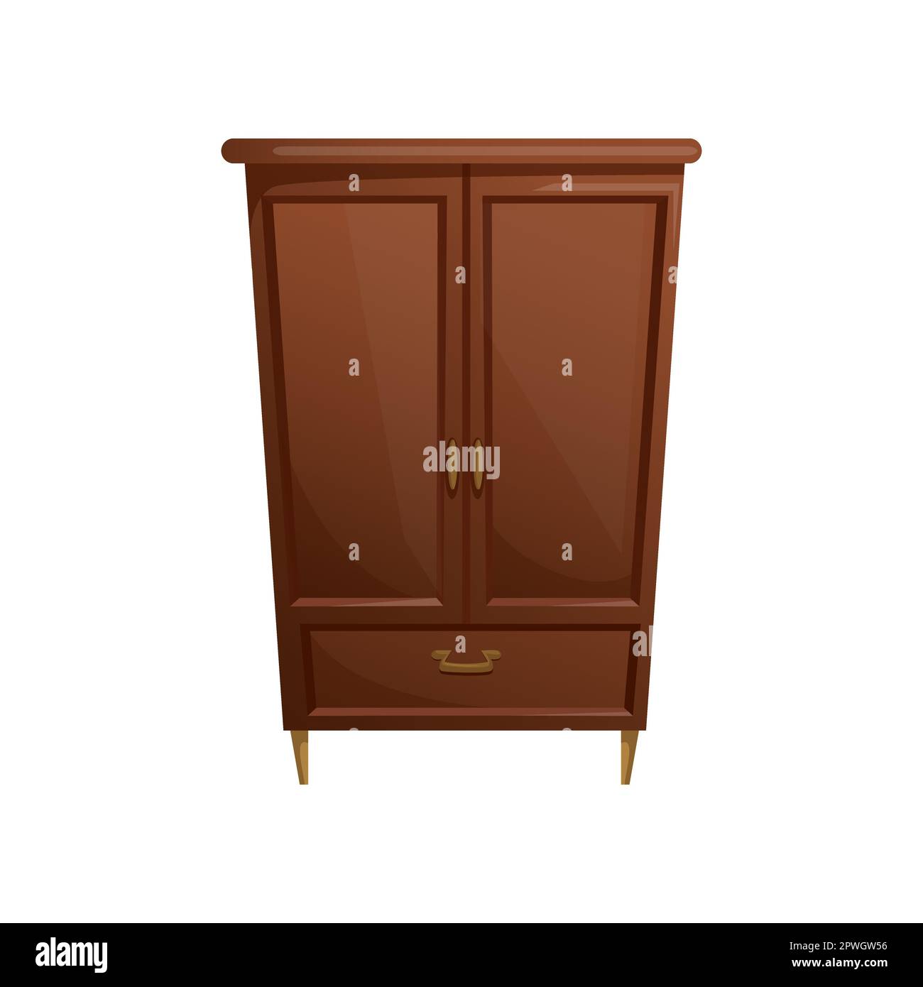 Dark brown cabinet in classic style cartoon vector illustration Stock ...