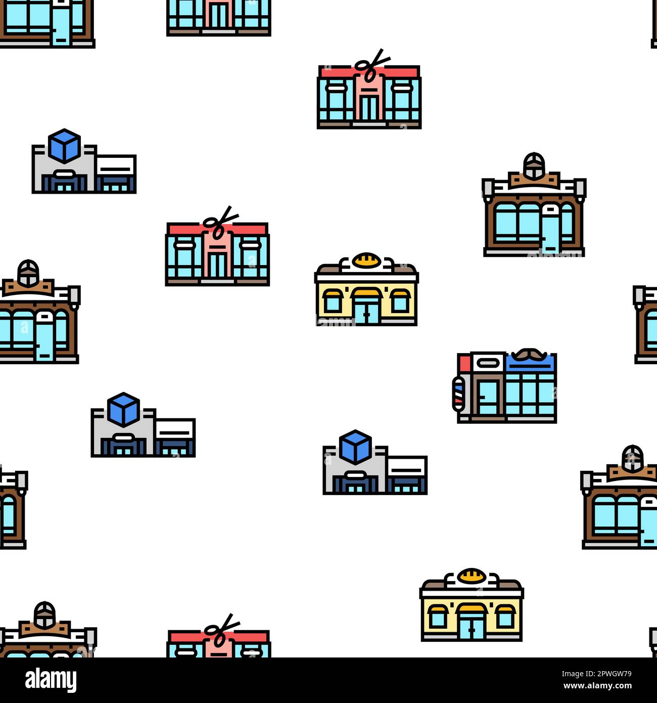 shop store market sale vector seamless pattern thin line illustration ...