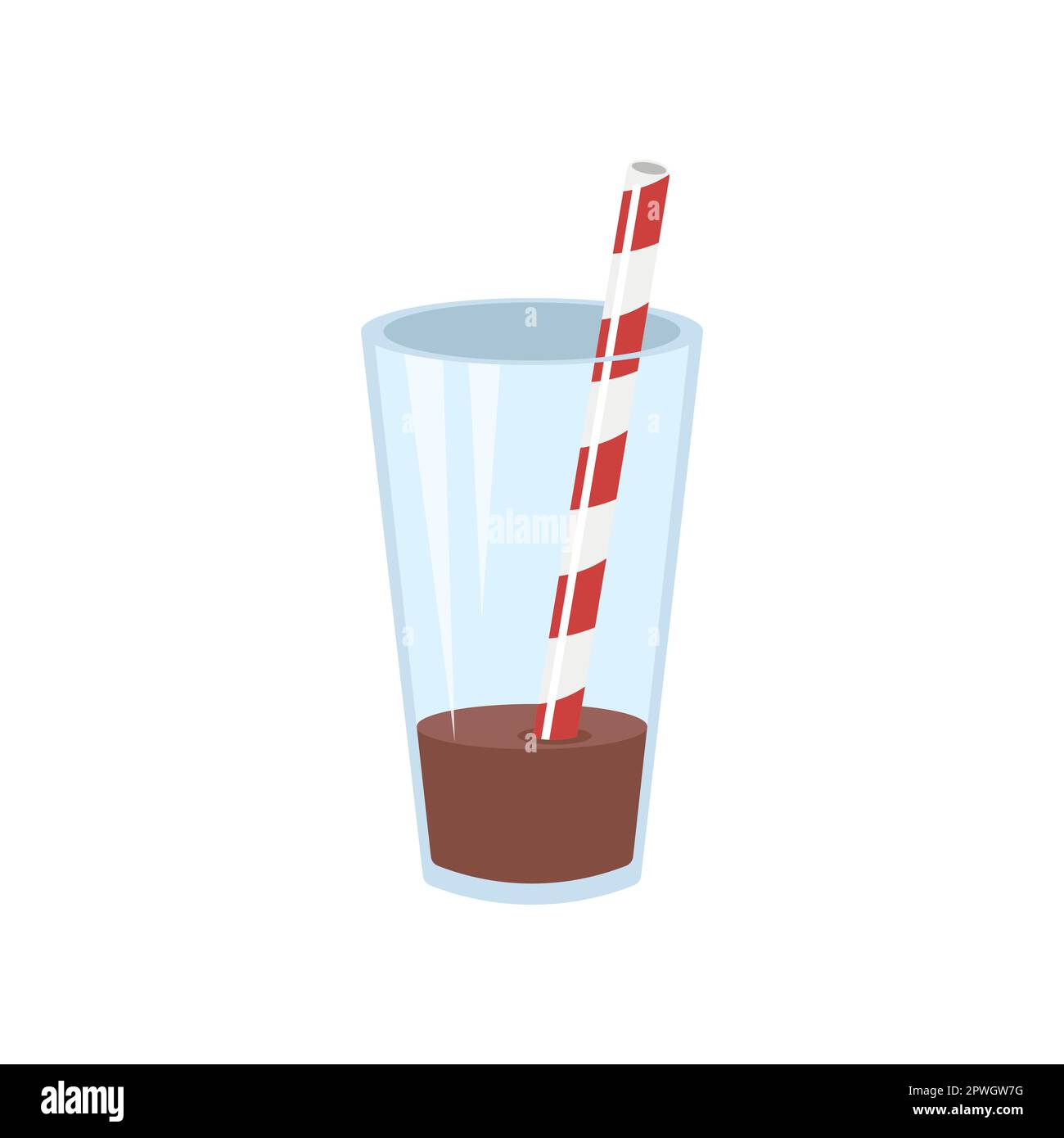 Almost empty glass of chocolate drink flat vector illustration Stock ...