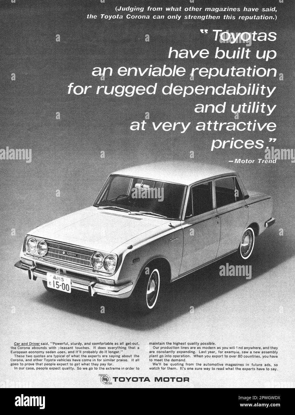 Toyota motor advert in a LIFE magazine April 1967, Atlantic edition ...