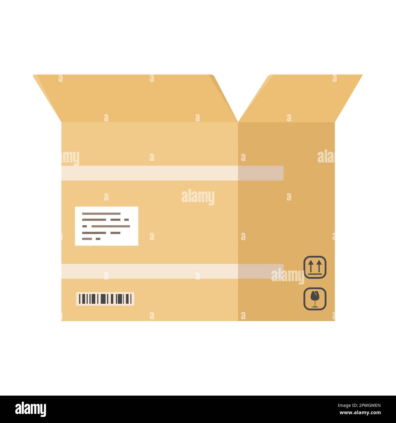 Open mail box. Express delivery service objects illustration. Courier ...