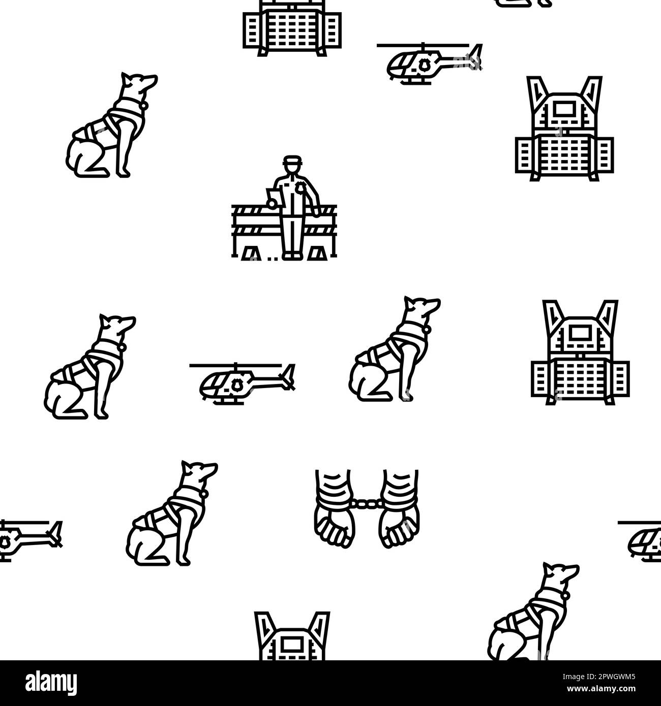 crime scene police evidence vector seamless pattern thin line ...