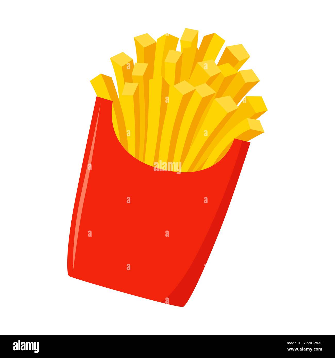 French fries in red cartoon box cartoon illustration. Fried potatoes on ...