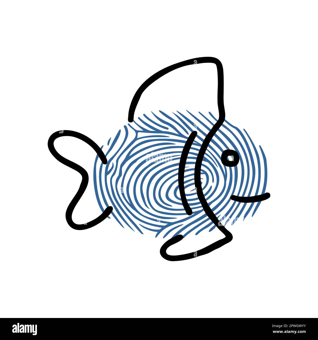 Cute fingerprint fish cartoon illustration Stock Vector Image & Art - Alamy