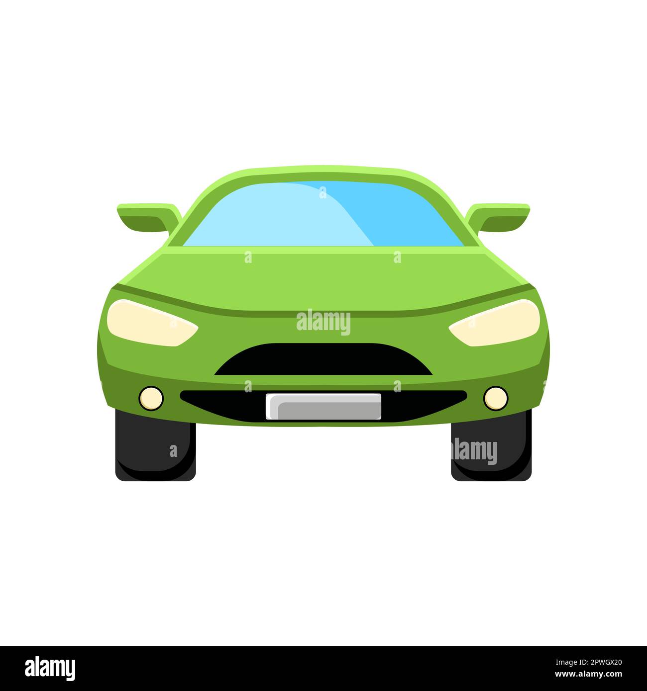 Front view of bright green car vector illustration Stock Vector Image ...