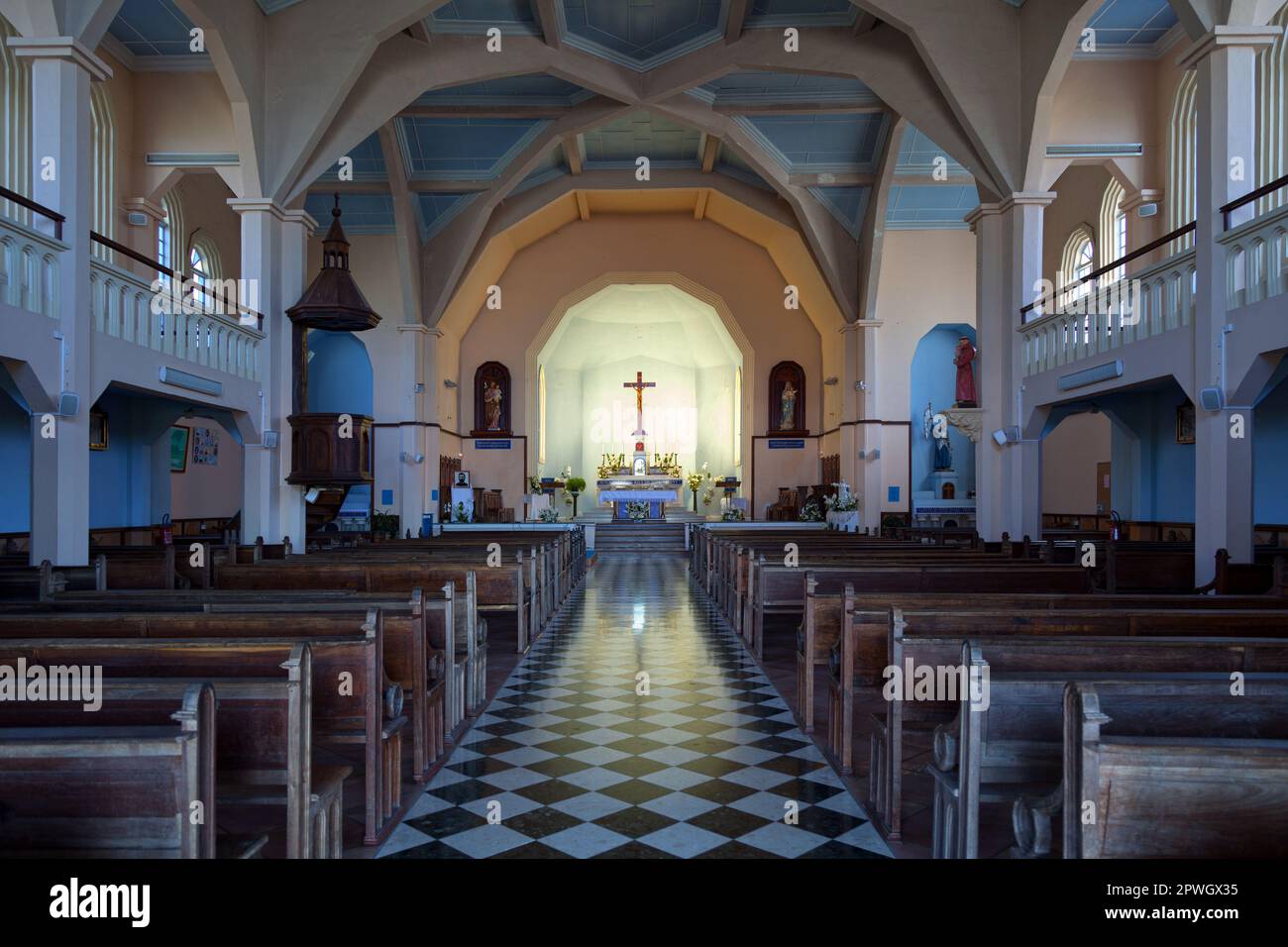 Inside of the Église Notre Dame des Neiges in Cilaos, Reunion Island ...
