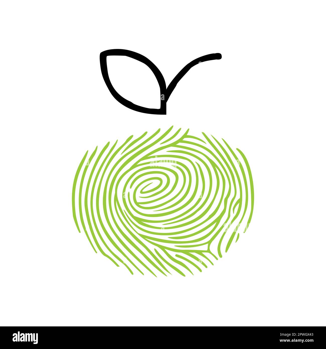 Green fingerprint apple cartoon illustration Stock Vector Image & Art ...