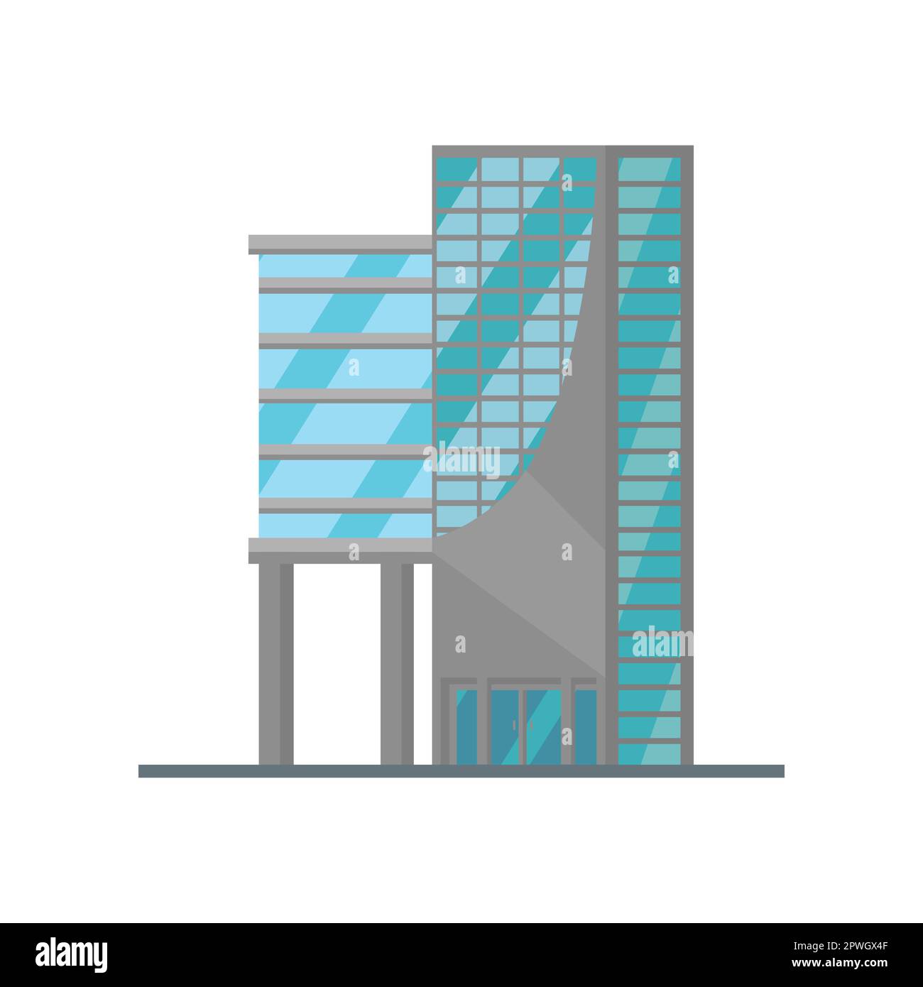 Grey office city building with attached building cartoon illustration ...