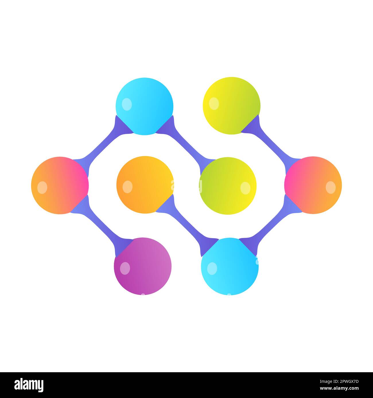 Molecular Pair Structure Vector Illustration Shape Or Model Of Connected Molecules For