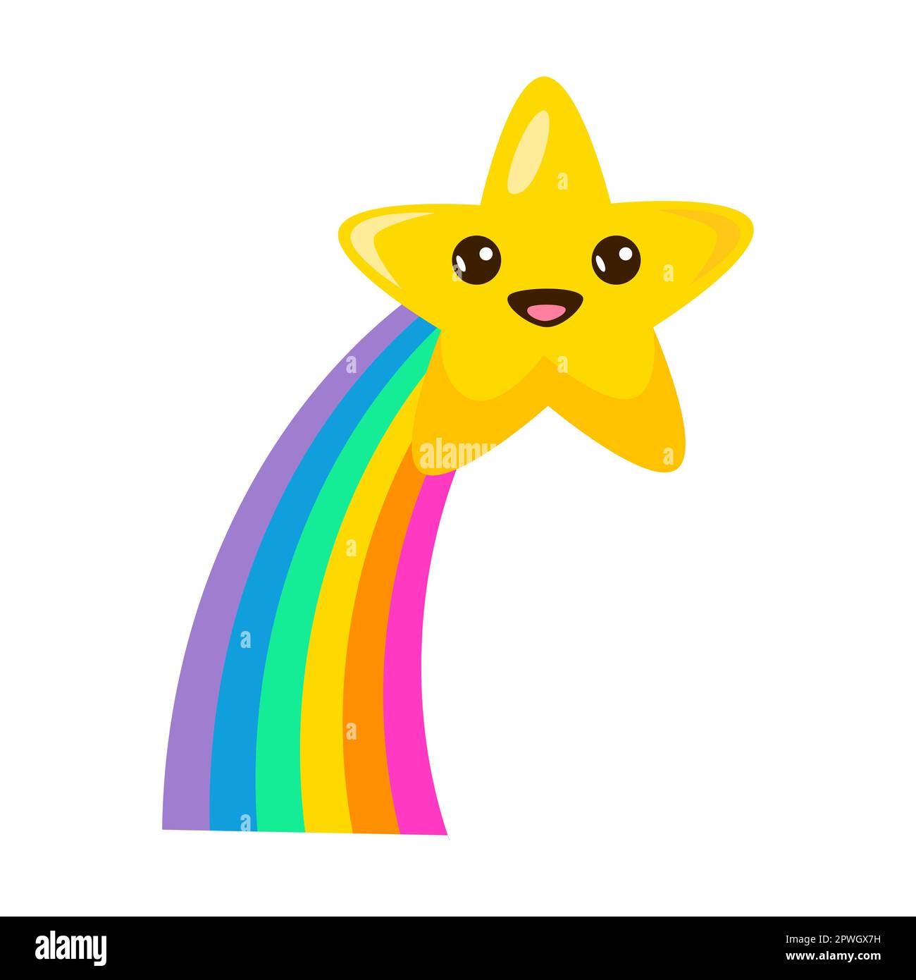 Cute kawaii star with face cartoon illustration. Funny star character ...