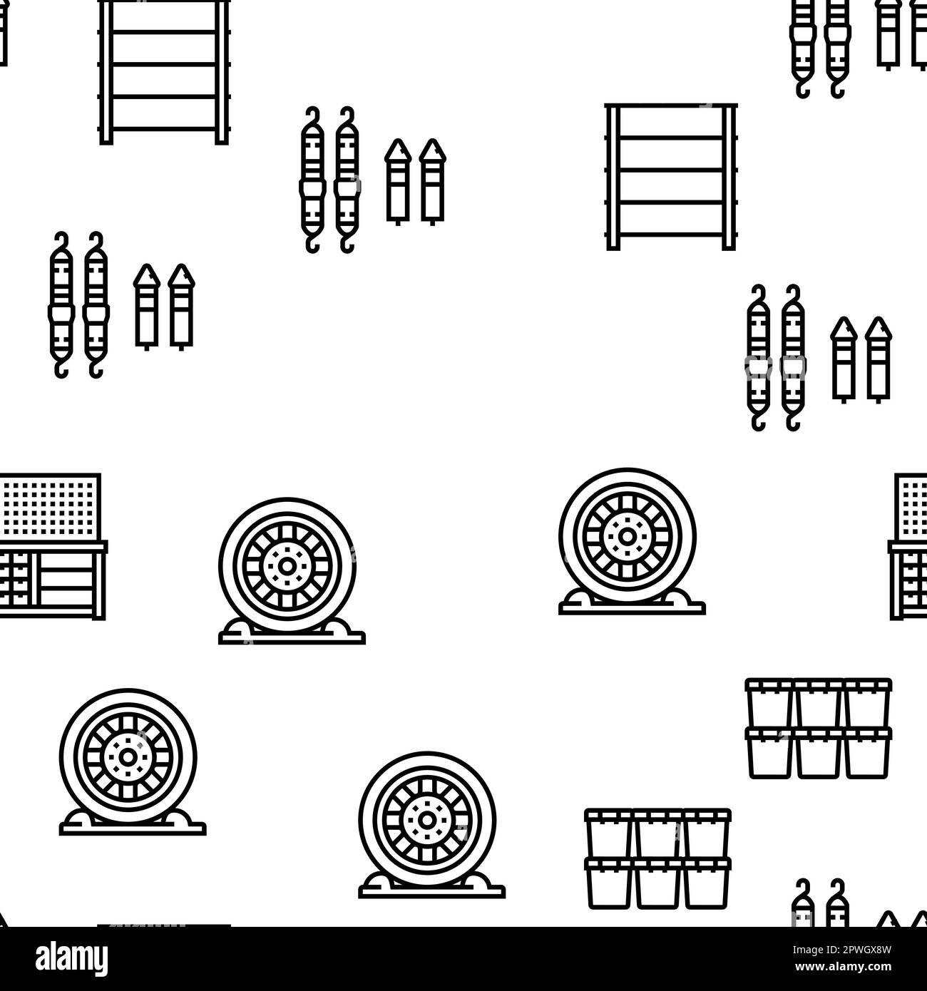 garage tools service auto repair vector seamless pattern thin line ...