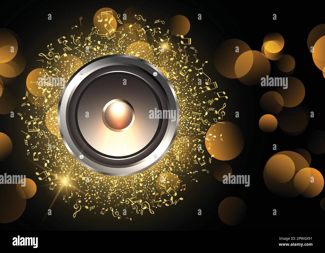 Music background with speaker and gold notes Stock Vector Image & Art ...