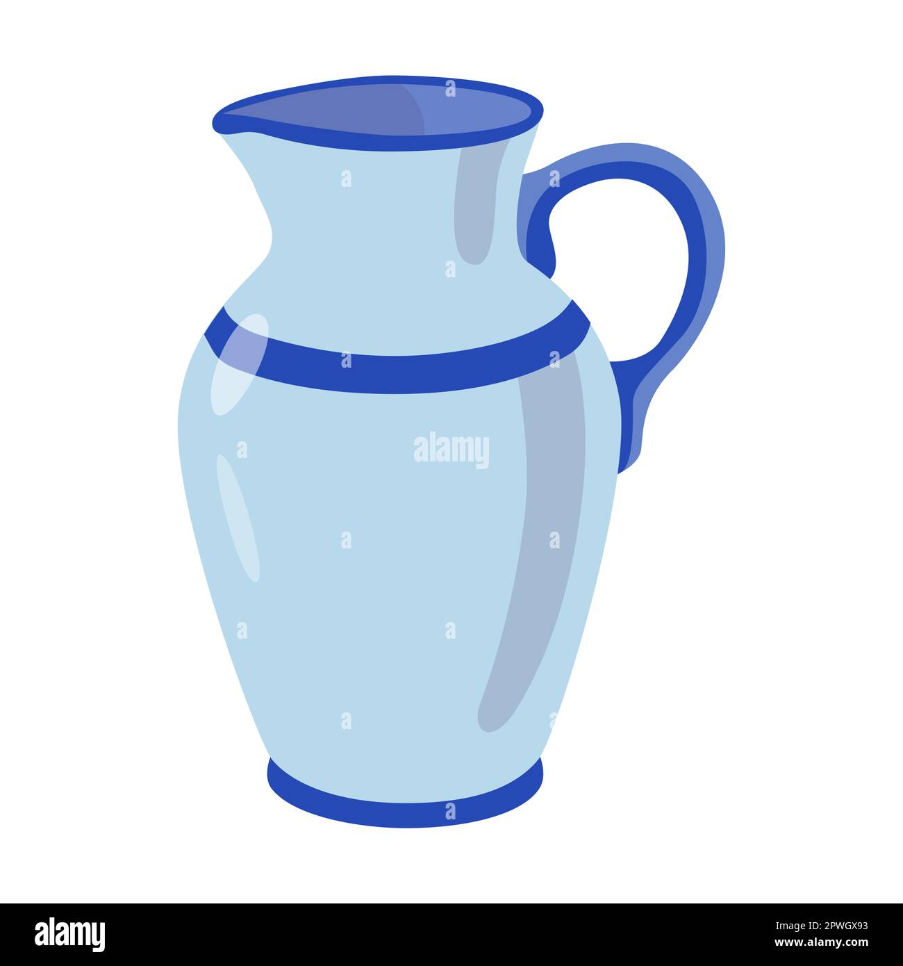 Milk jug, kitchenware and dishes vector illustration. Cookware ...