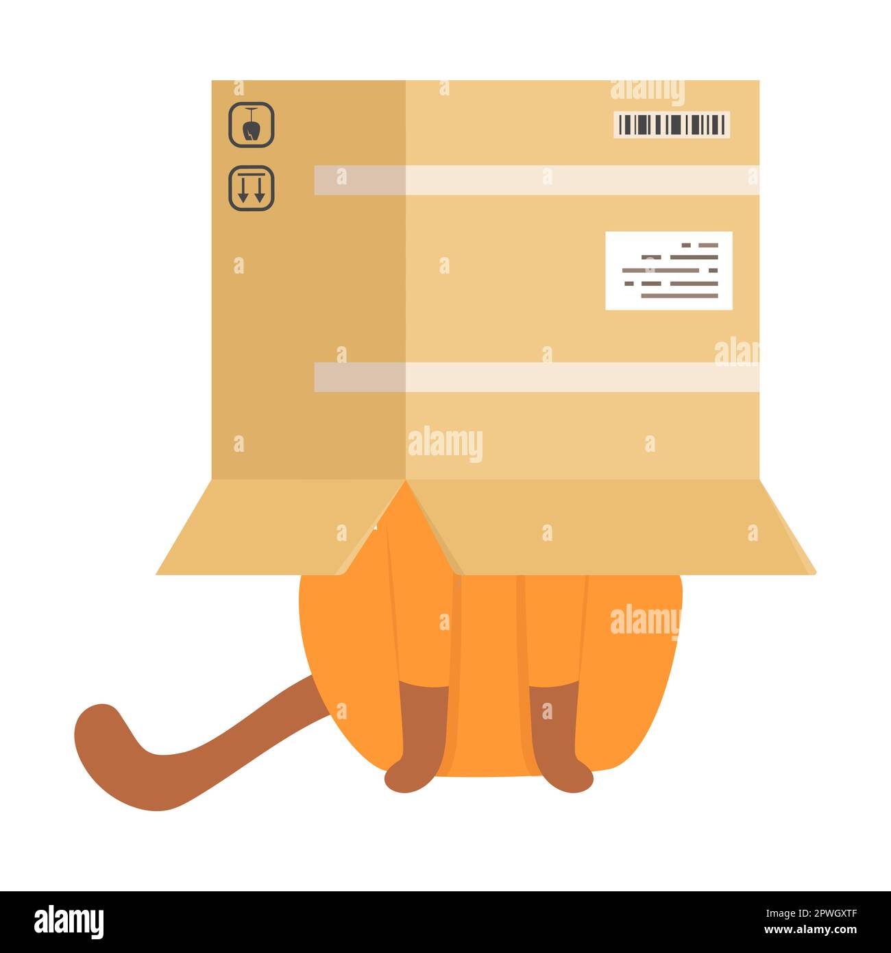 Cat with box, preposition under, cartoon illustration. Visual ...