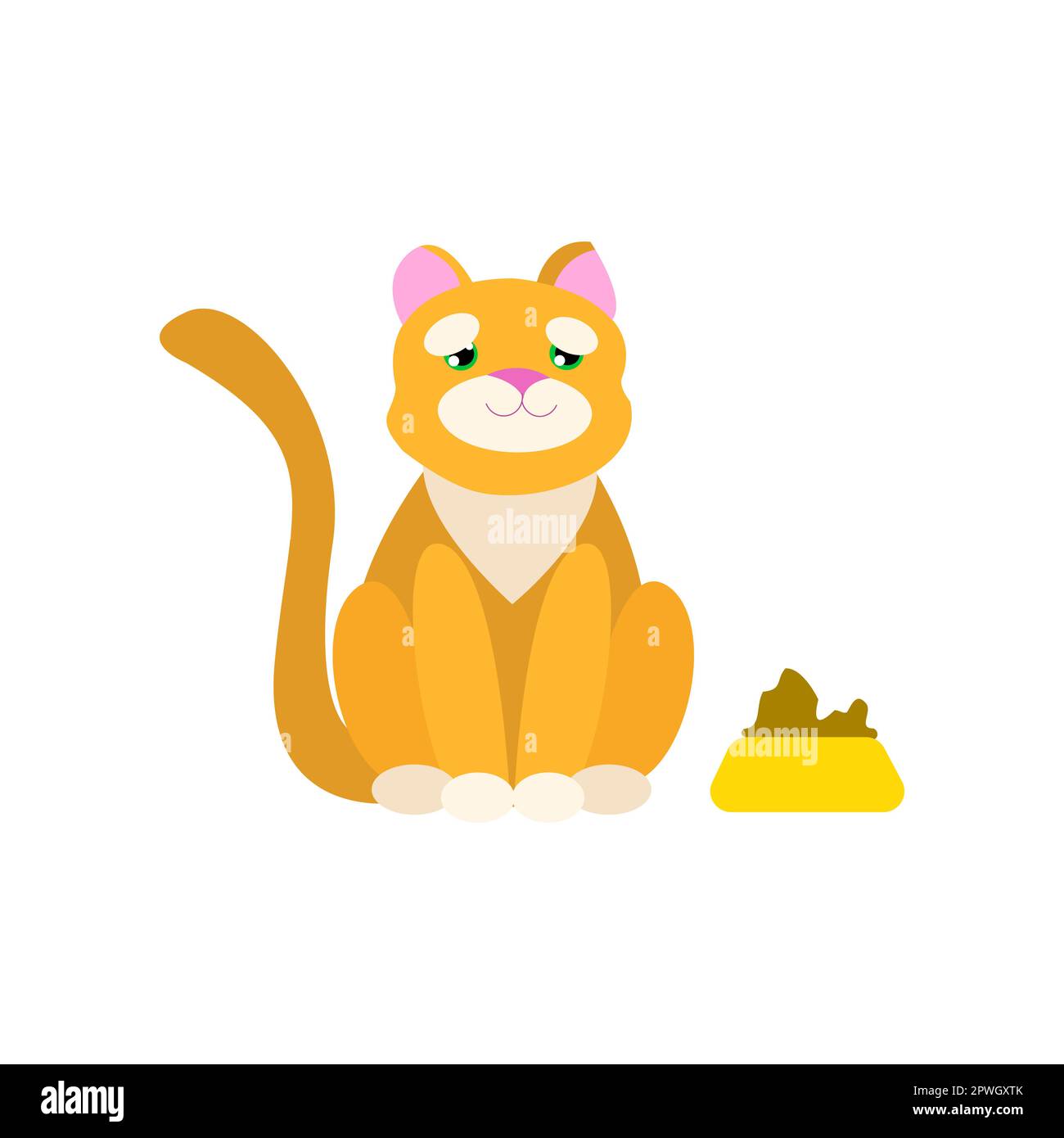 Old Cat Cartoon Character Sitting Vector Illustration Stock Vector Image And Art Alamy