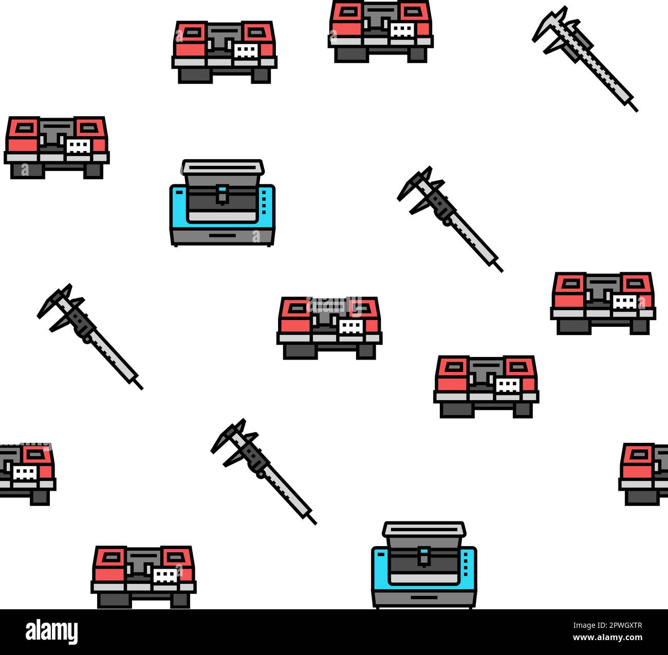 engineering tool work wrench vector seamless pattern thin line ...