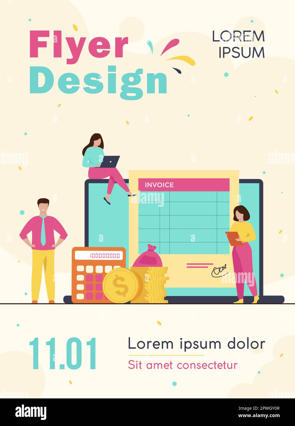 Tiny people preparing invoice on computer Stock Vector Image & Art - Alamy