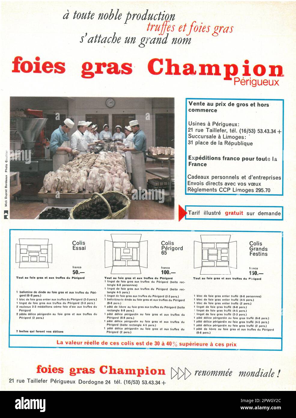 FOIES GRAS CHAMPION French print ad, 1965 Stock Photo - Alamy