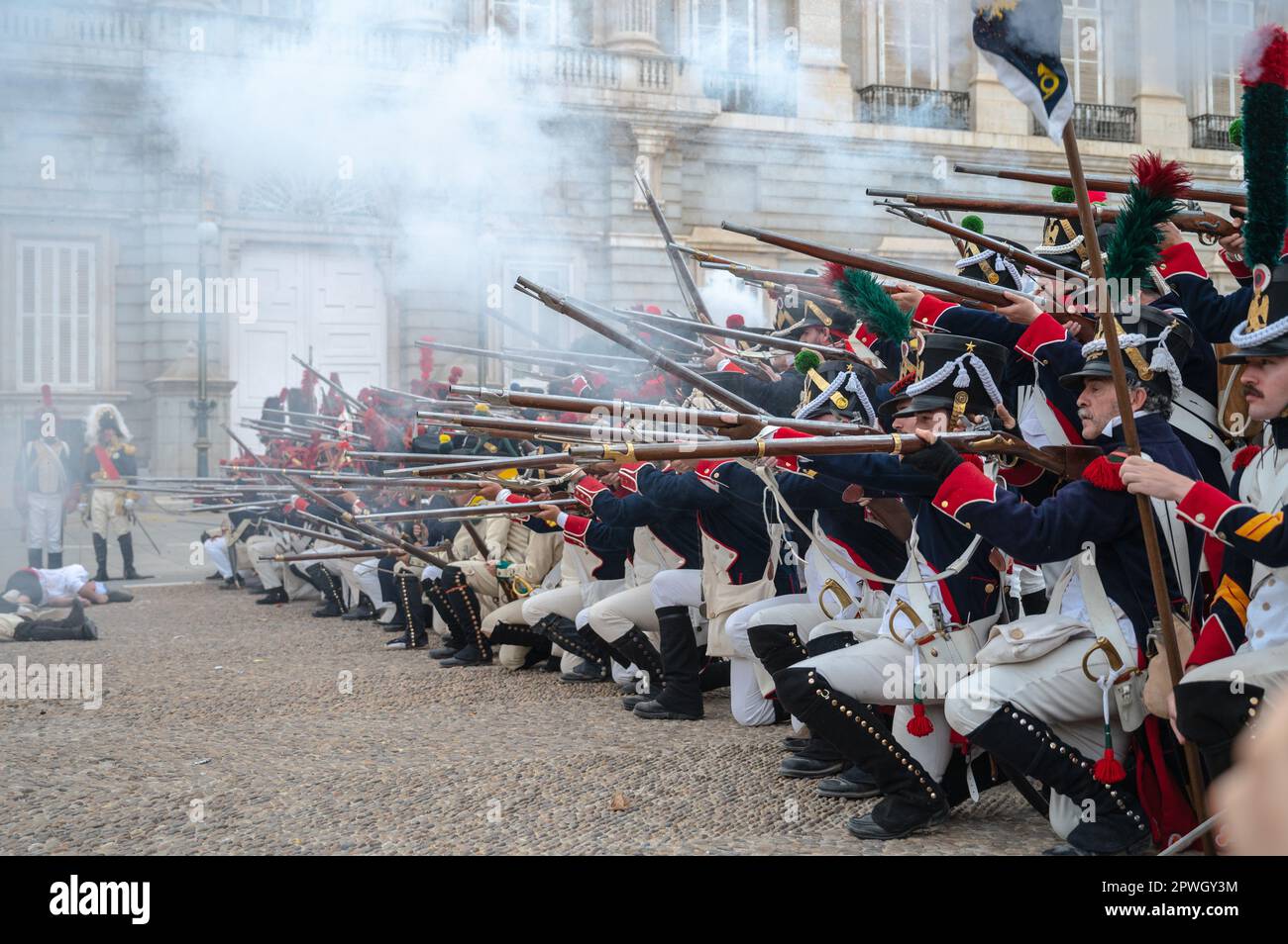 Madrid, Spain. 30th Apr, 2023. Characterized enthusiasts take part in a ...