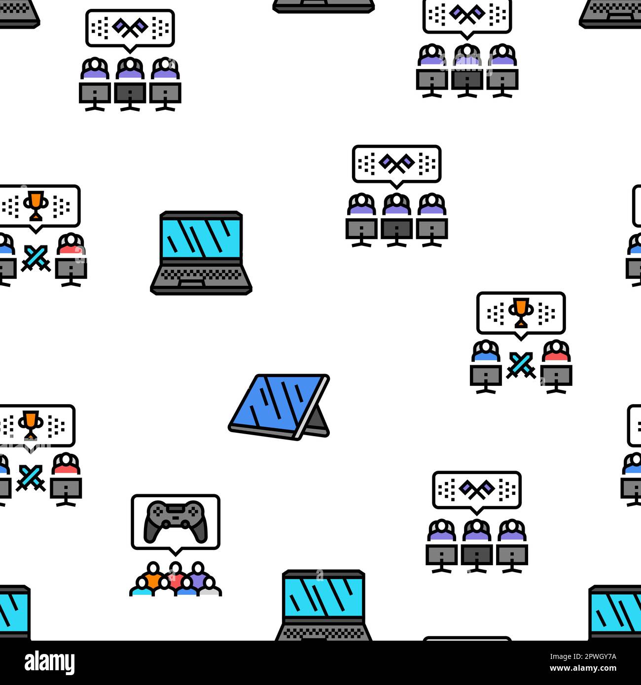 game pc gamer computer online vector seamless pattern thin line ...