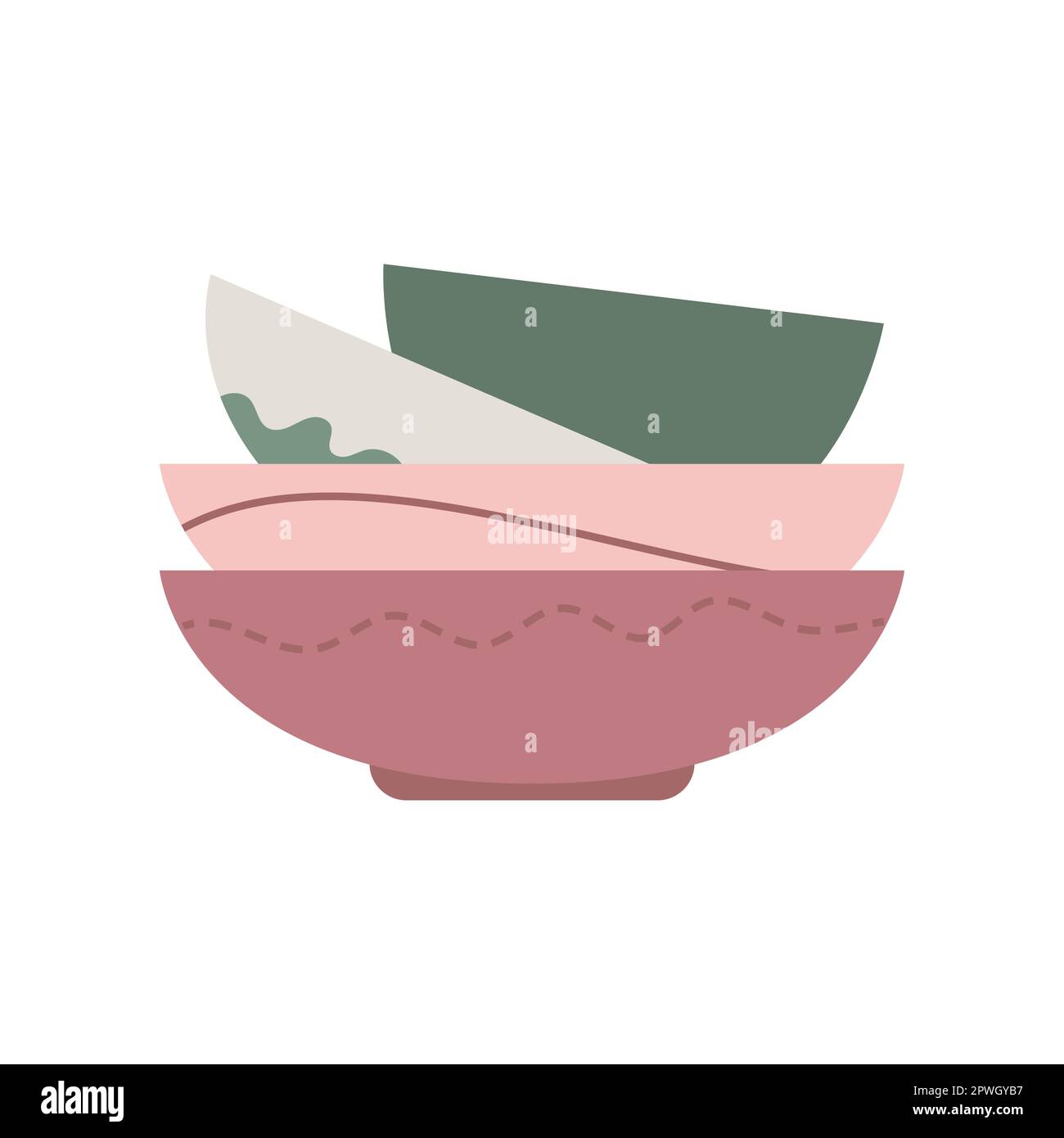 Stack of plates or bowls vector illustration Stock Vector Image & Art ...