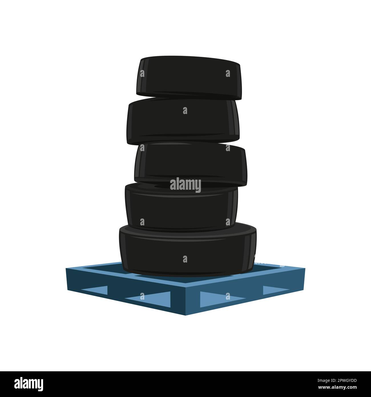 Pallet with pile of wheels cartoon illustration Stock Vector Image ...