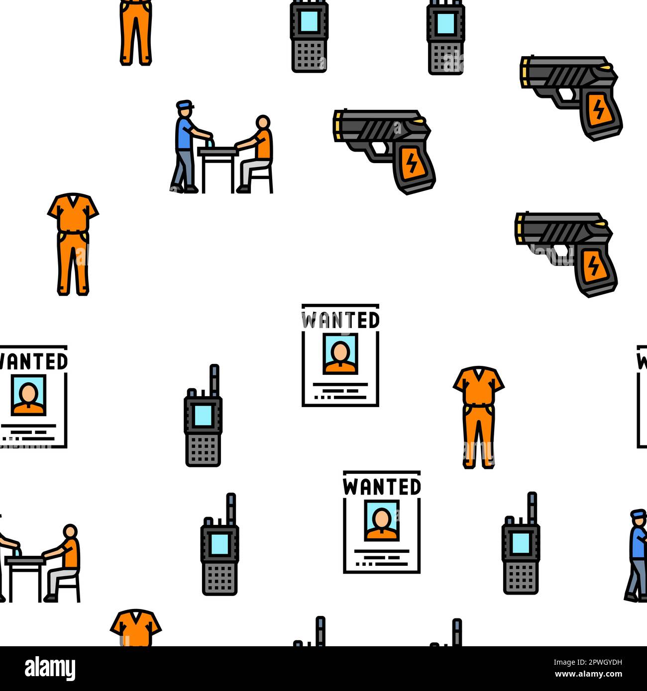 crime scene police evidence vector seamless pattern thin line ...