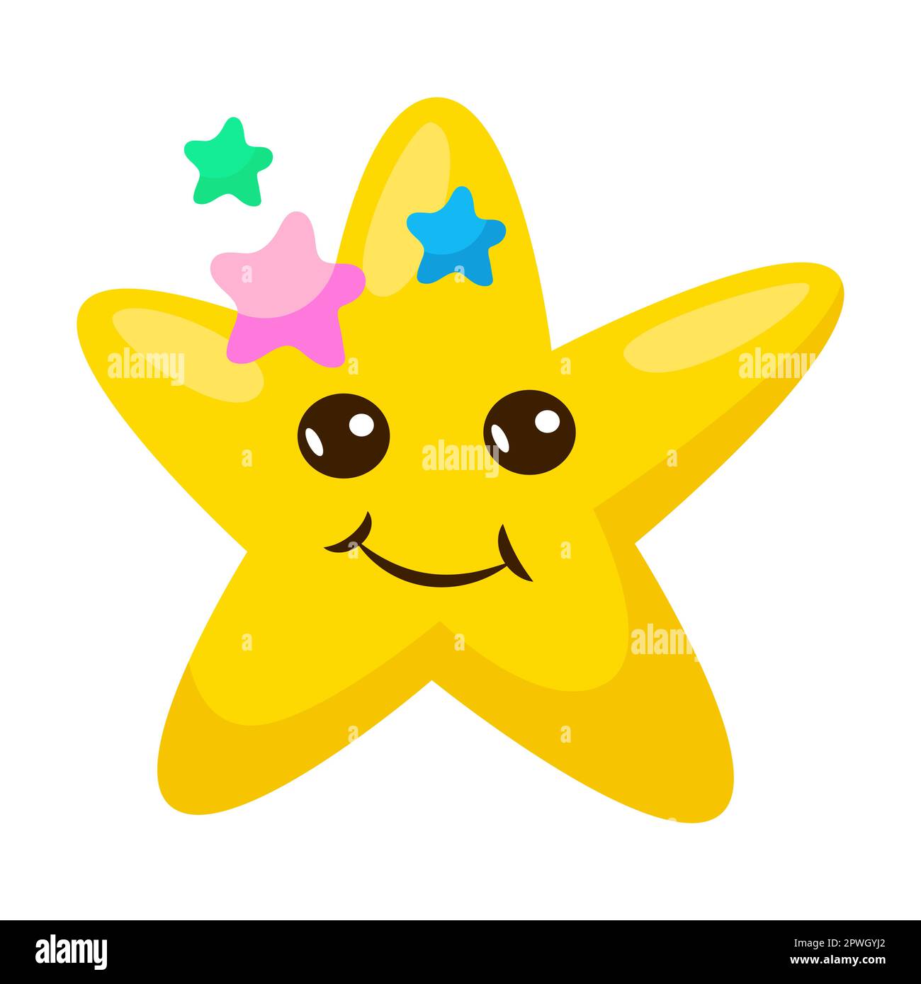 Kawaii star with face cartoon illustration. Funny star character for ...