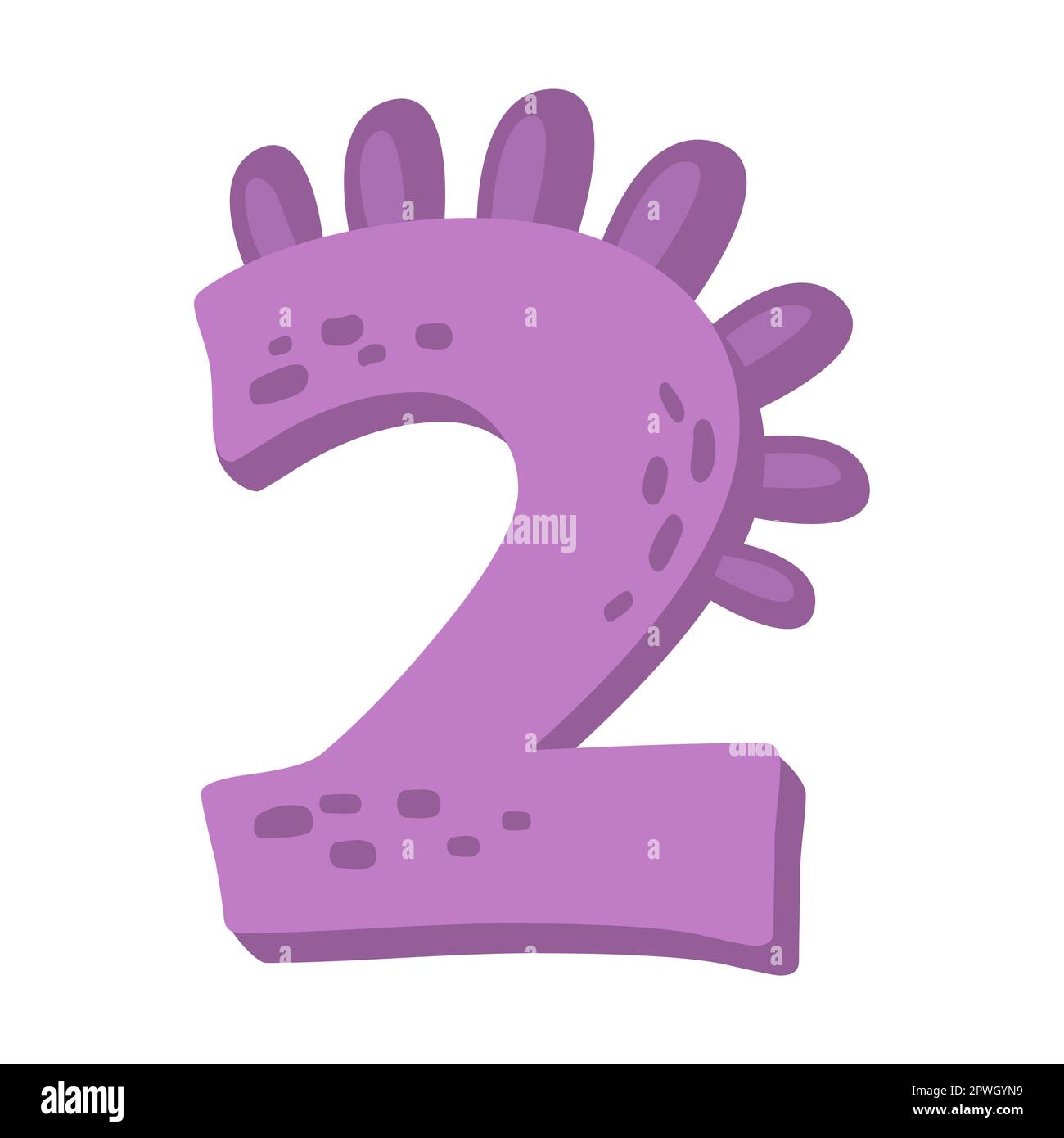 Colorful number two with dinosaur spikes vector illustration. Figures ... Colorful number two with dinosaur spikes vector illustration. Figures ...