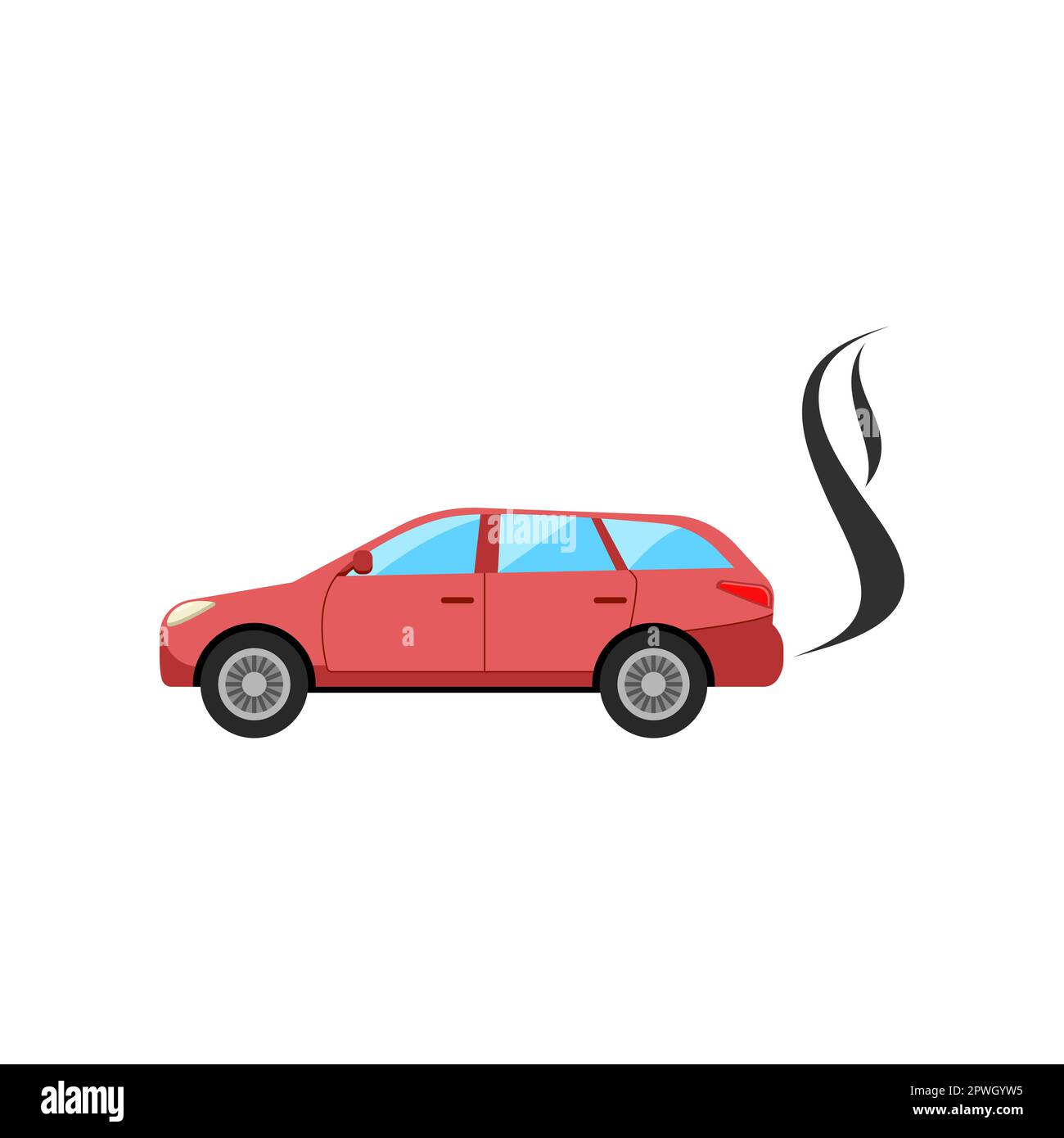 Car with broken exhaust pipe cartoon illustration Stock Vector Image ...