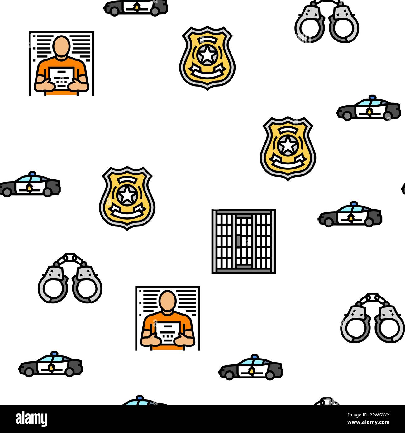 crime scene police evidence vector seamless pattern thin line ...