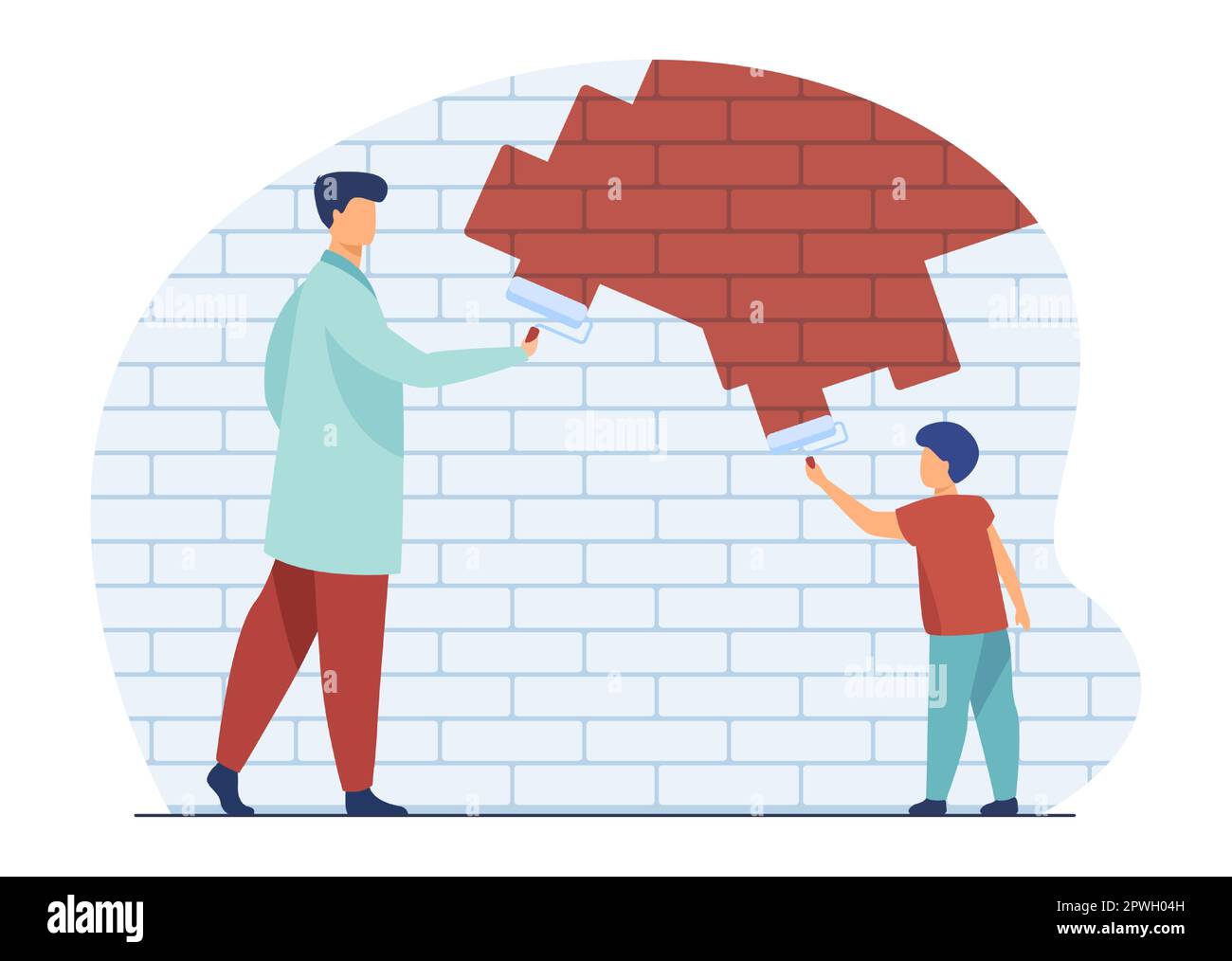 Dad and kid painting wall Stock Vector Image & Art - Alamy